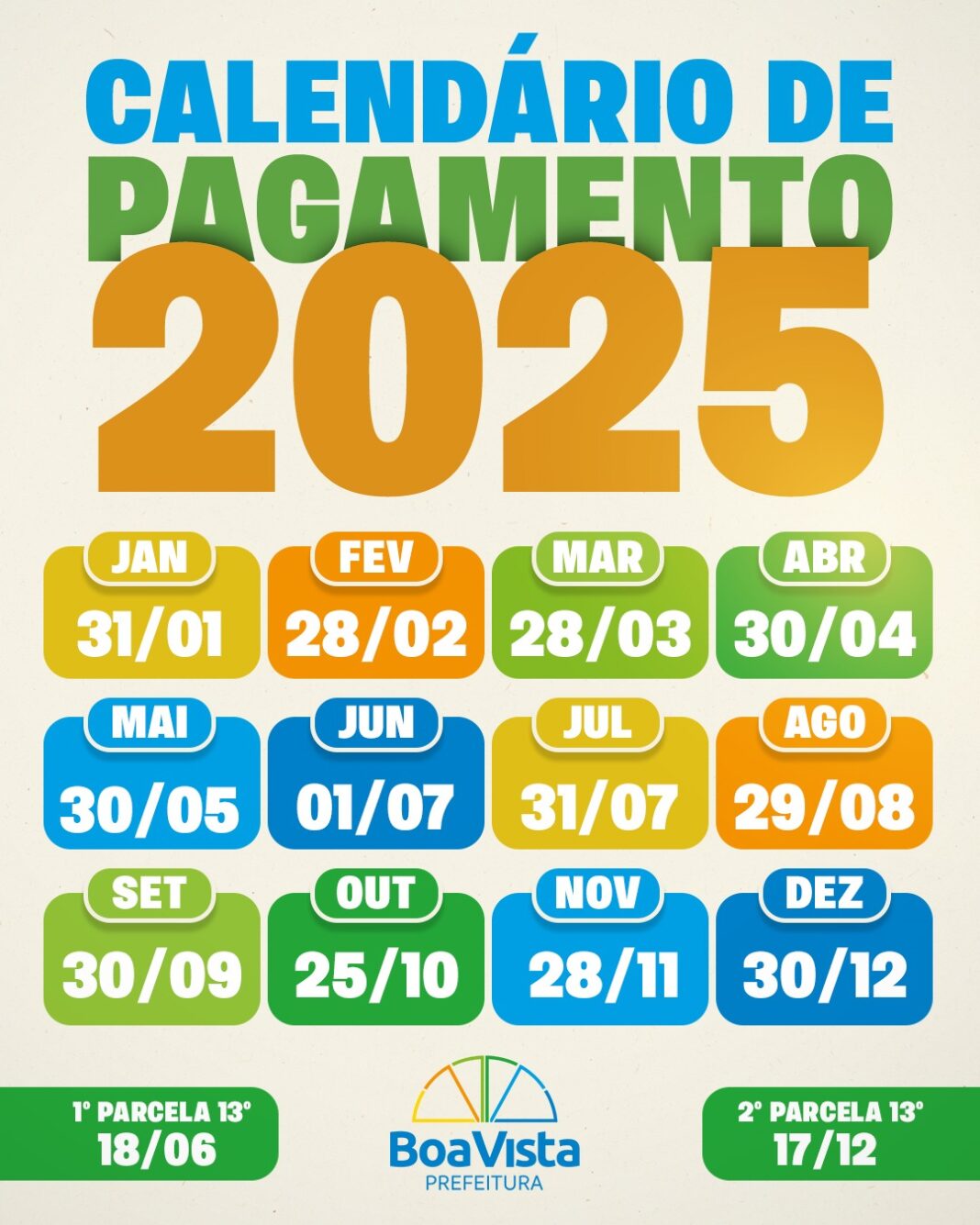 Prefeitura de Boa Vista divulga calendário de pagamentos salariais de ...